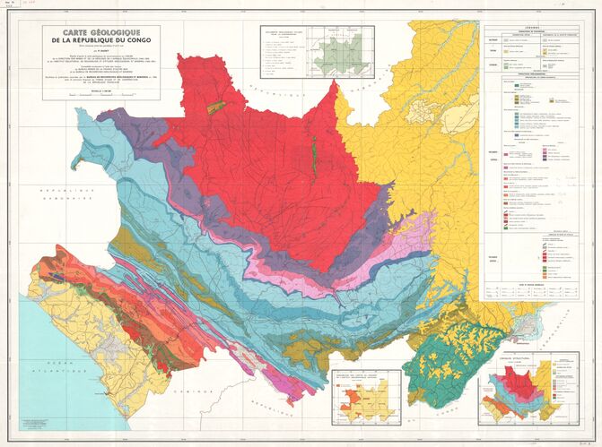 Carte géologique de la République du Congo - Zone comprise entre les parallèles 2° et 5° sud.